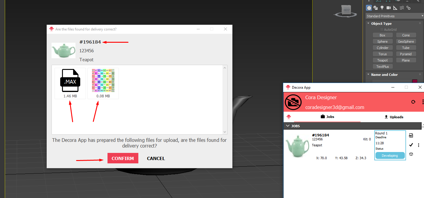 11. How to sent a job with Cora App – Cora